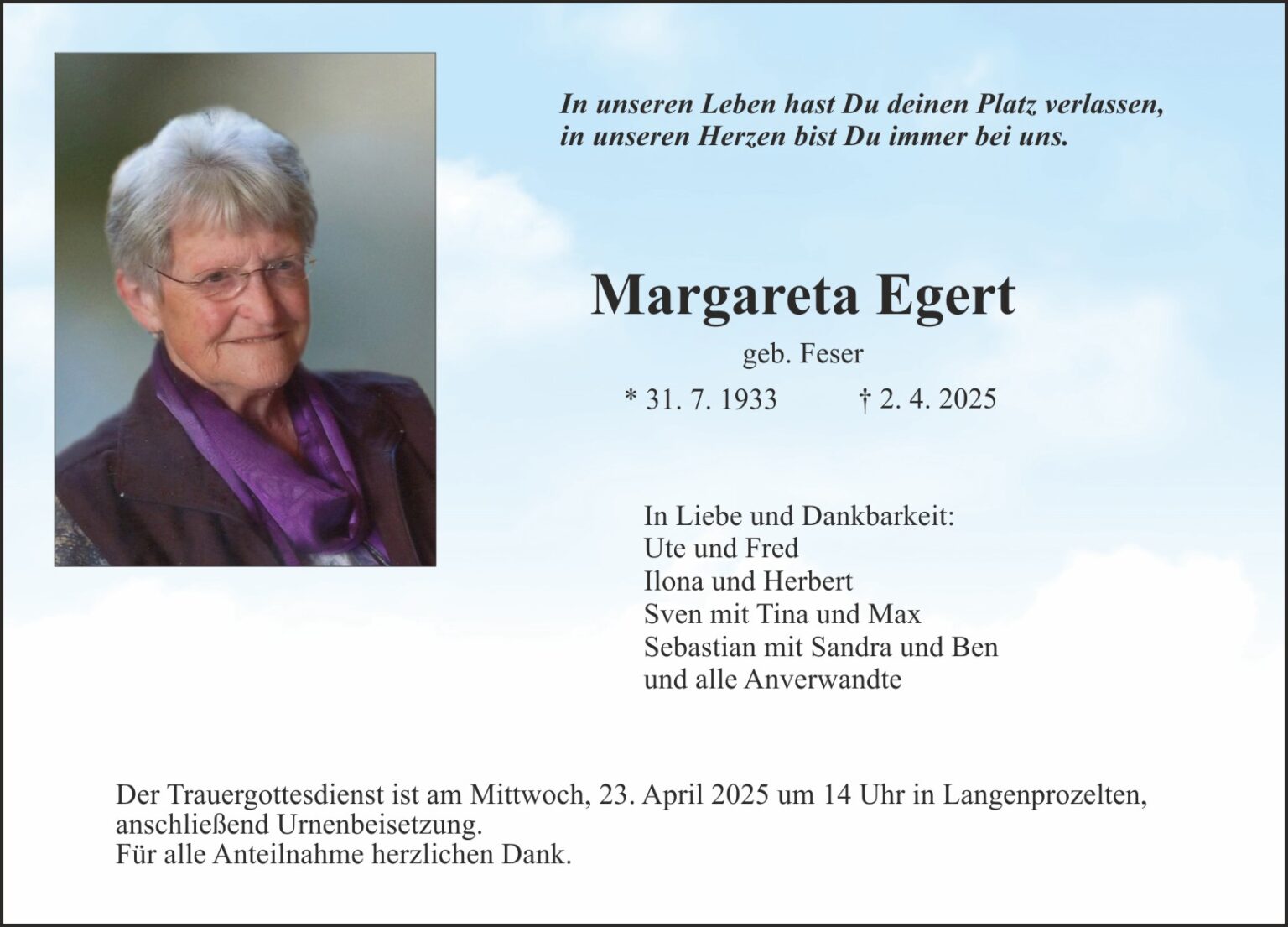 Margareta Egert - Bestattungsinstitut & Schreinerei Joa