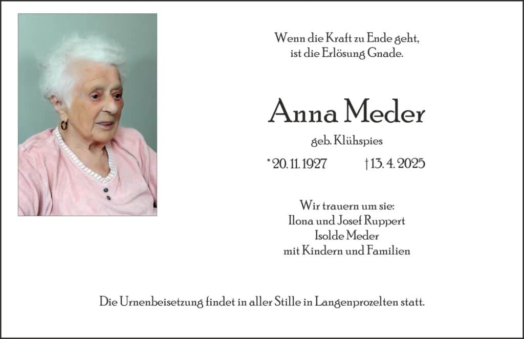 Anna Meder - Bestattungsinstitut & Schreinerei Joa