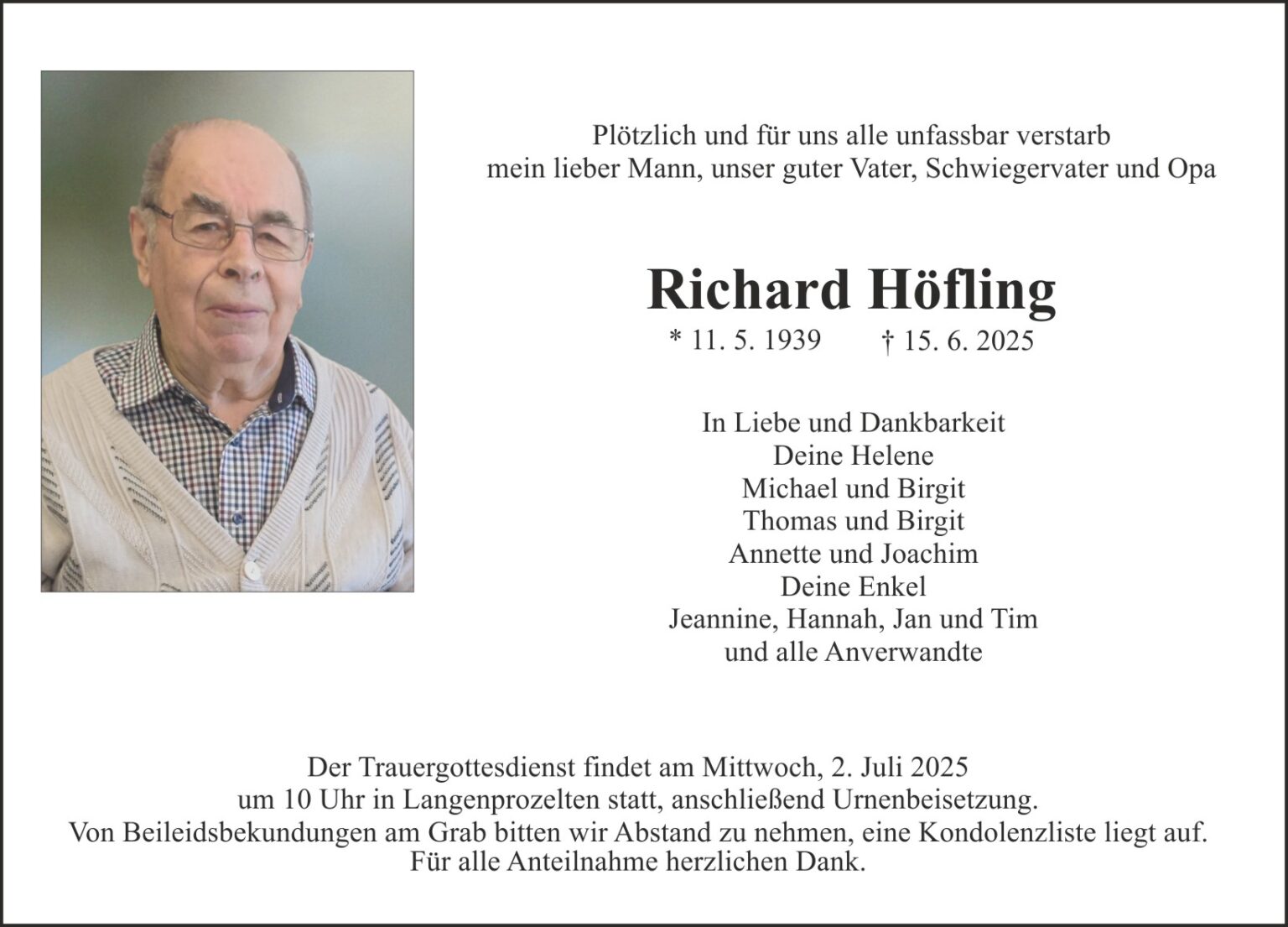 Richard Höfling - Bestattungsinstitut & Schreinerei Joa